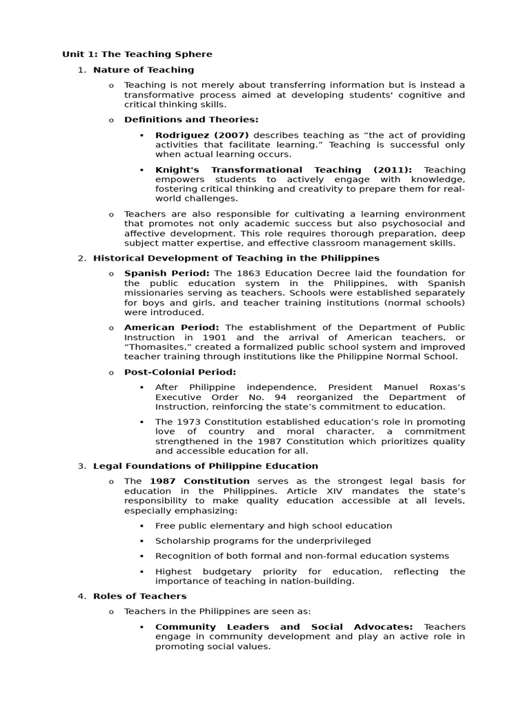 Professional Education Notes | PDF | Teachers | Learning