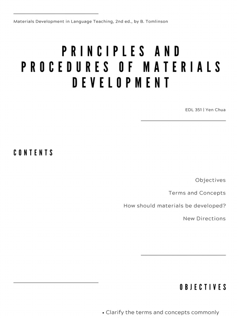 Principles and Procedures of Materials Development | PDF