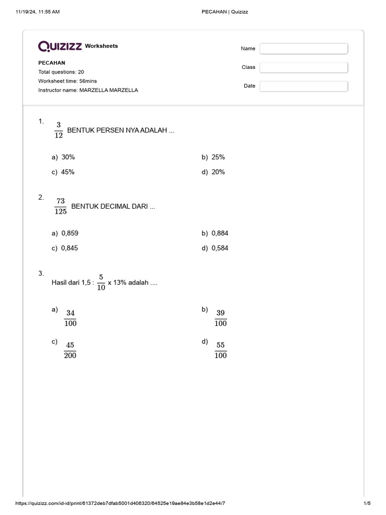 Quizizz - PECAHAN | PDF