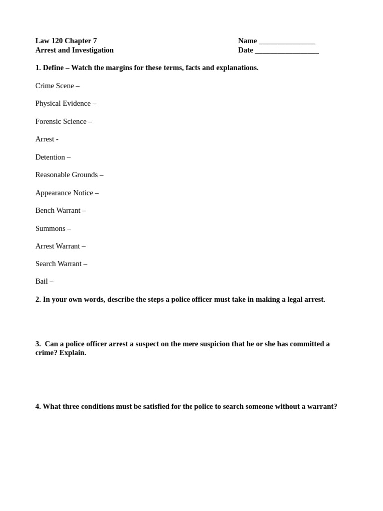 Chapter 7 Investigation and Arrest | PDF