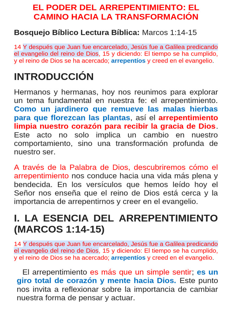 El Poder Del Arrepentimiento | PDF | Pecado | Reinado y reino de dios