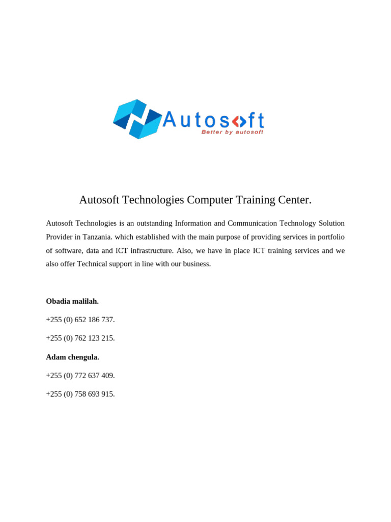 Autosoft Technologies Computer Training | PDF | Websites | Web Design