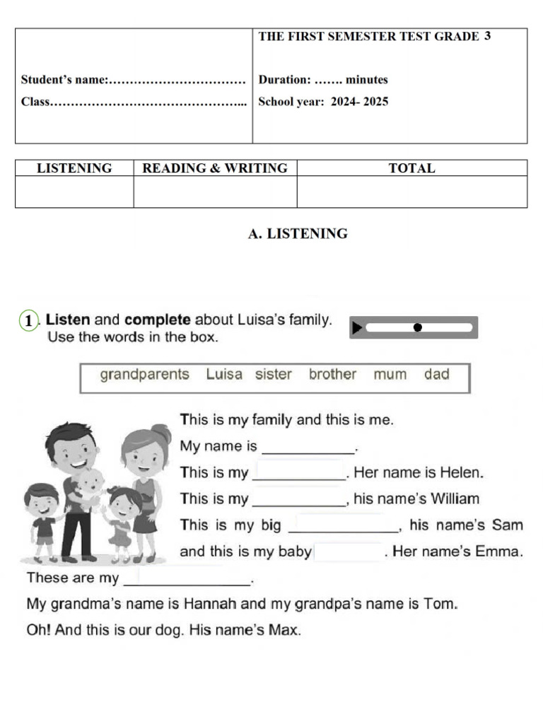 Test - Grade 3 - Unit 1 | PDF