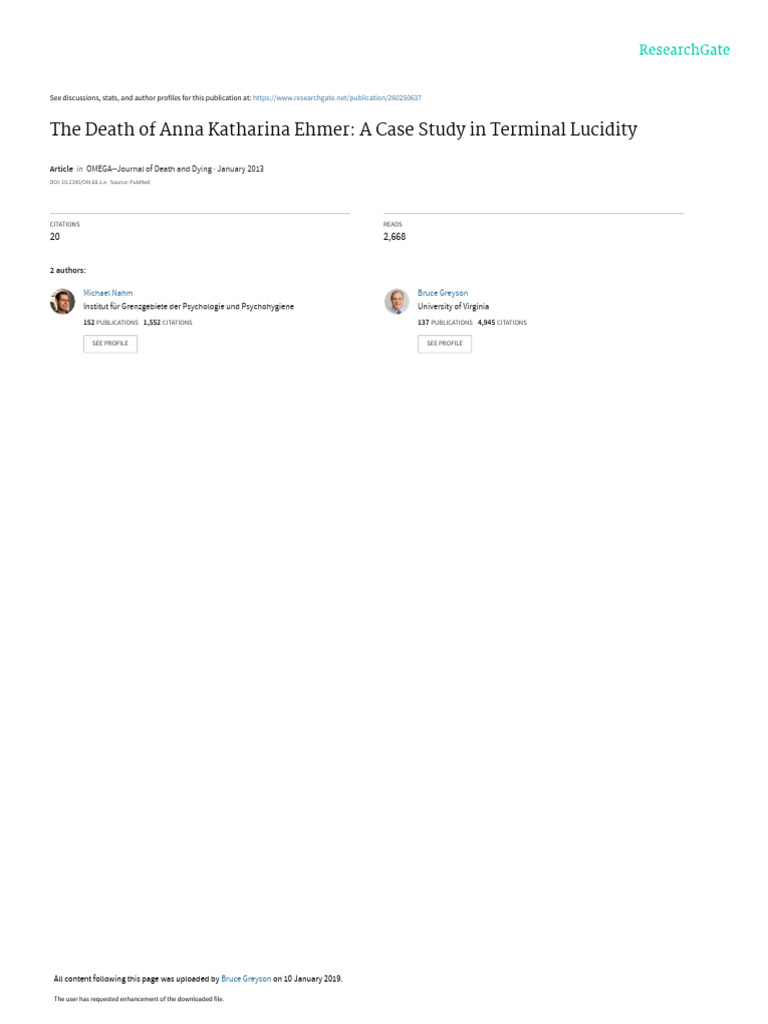 The Death of Anna Katharina Ehmer A Case Study in | PDF | Psychiatry ...