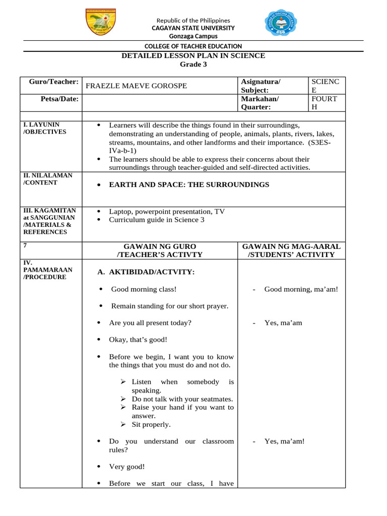 Detailed Lesso Plan Pia | PDF | Lesson Plan | River