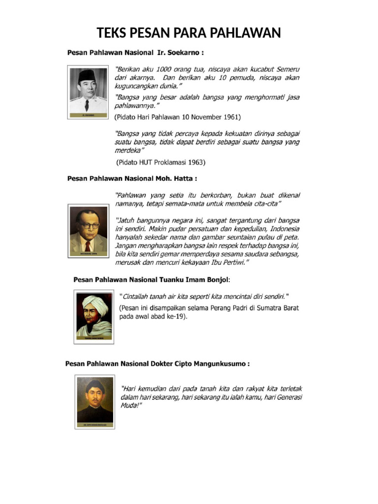 Teks Pesan para Pahlawan | PDF