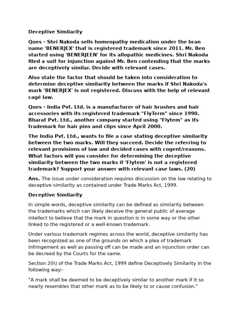 Deceptive Similarity | PDF | Trademark | Mind