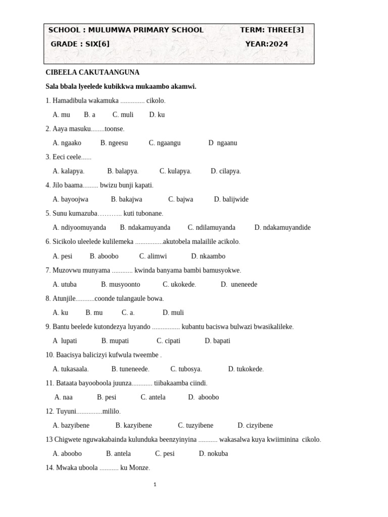 Chitonga Mulumbwa 14 | PDF | Language Arts & Discipline | Art