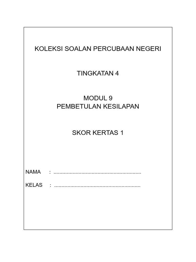 Skor K1 T4 Modul 9 | PDF