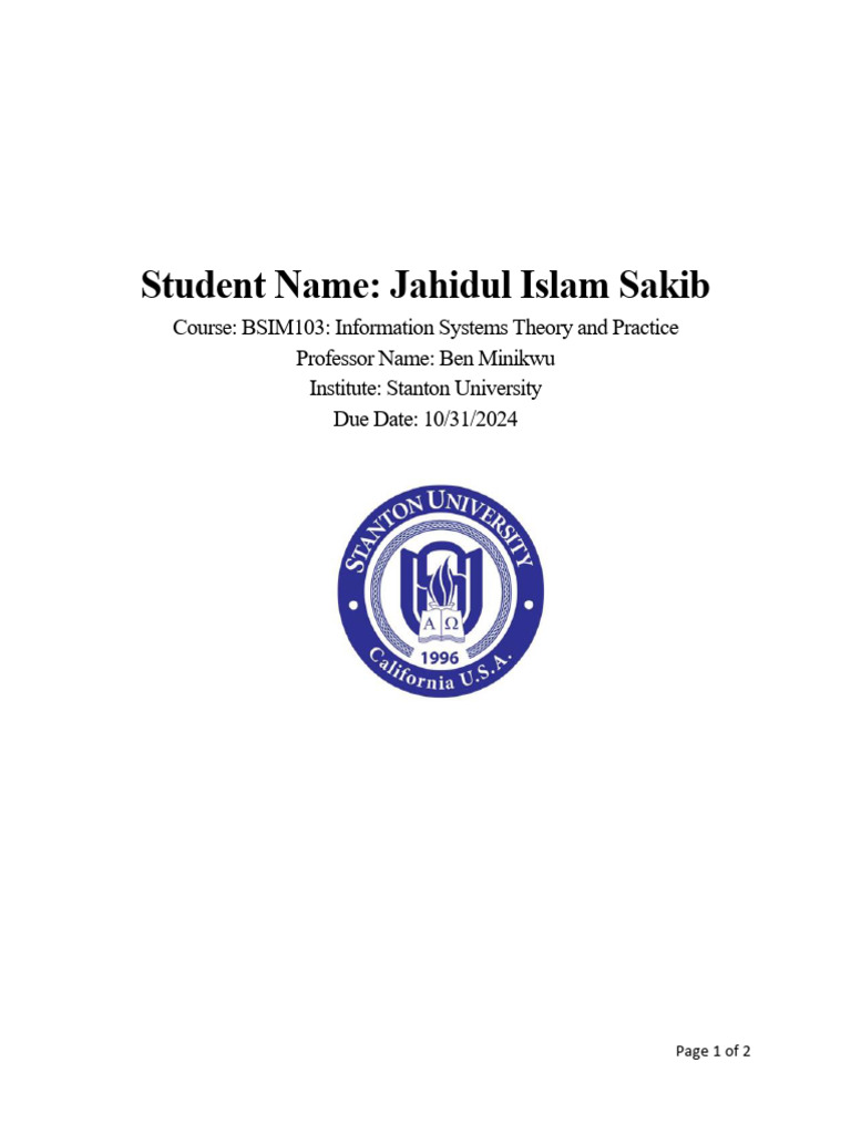 Fall2024 BISM103 WK3 Database Assignment | PDF