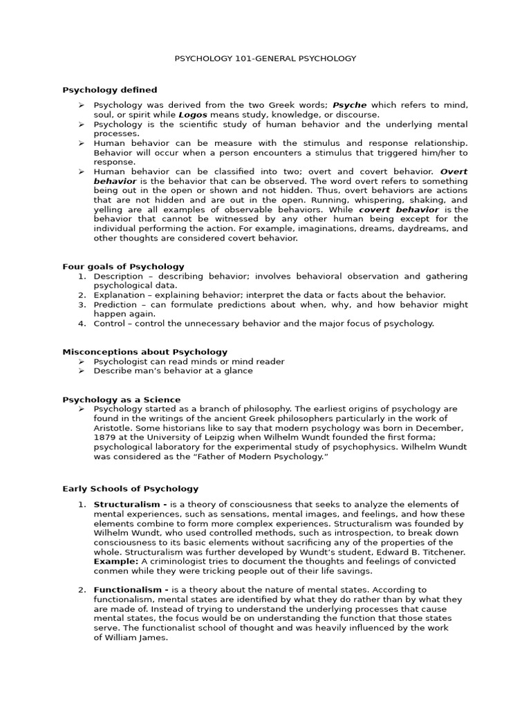 1st HANDOUT | PDF | Psychology | Cognitive Science