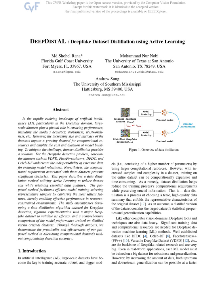 DEEPDISTAL Deepfake Dataset Distillation Using Active Learning CVPRW 2024 Paper | PDF | Machine ...