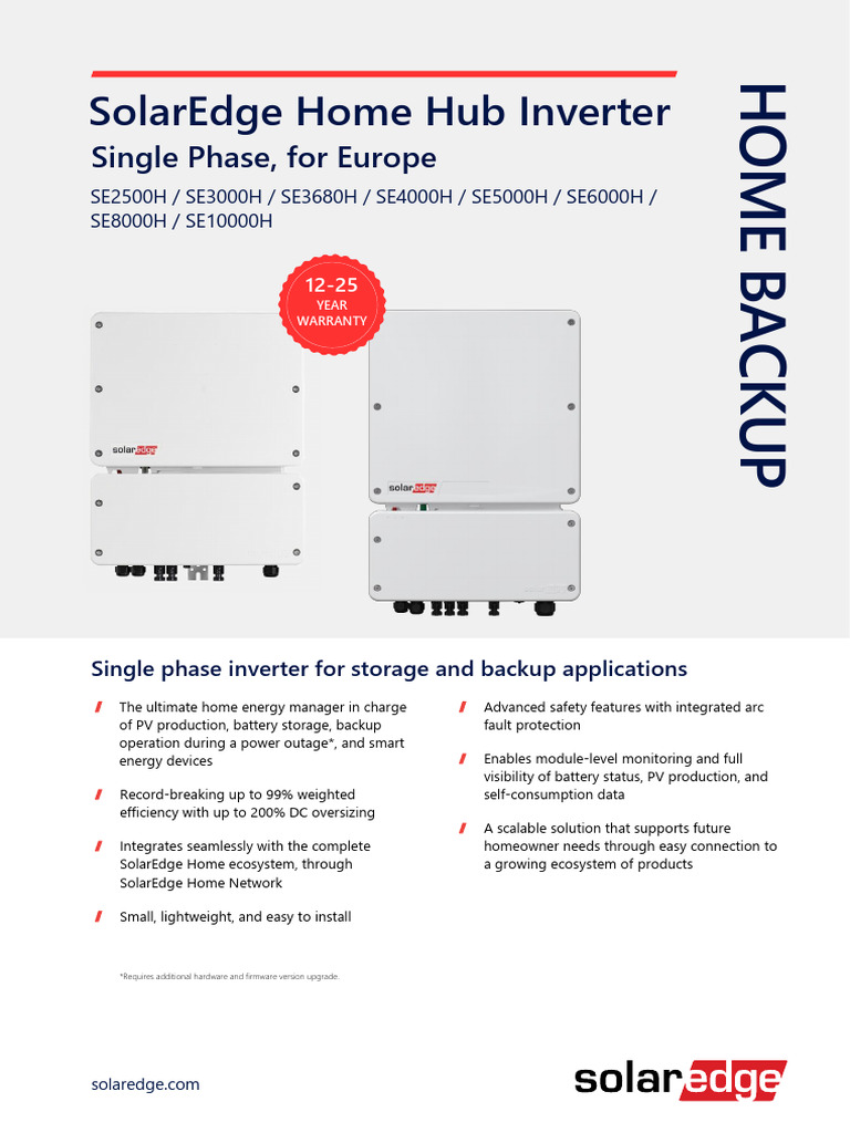 Se Home Hub Single Phase Inverter Datasheet Eu | PDF | Power Inverter | Alternating Current