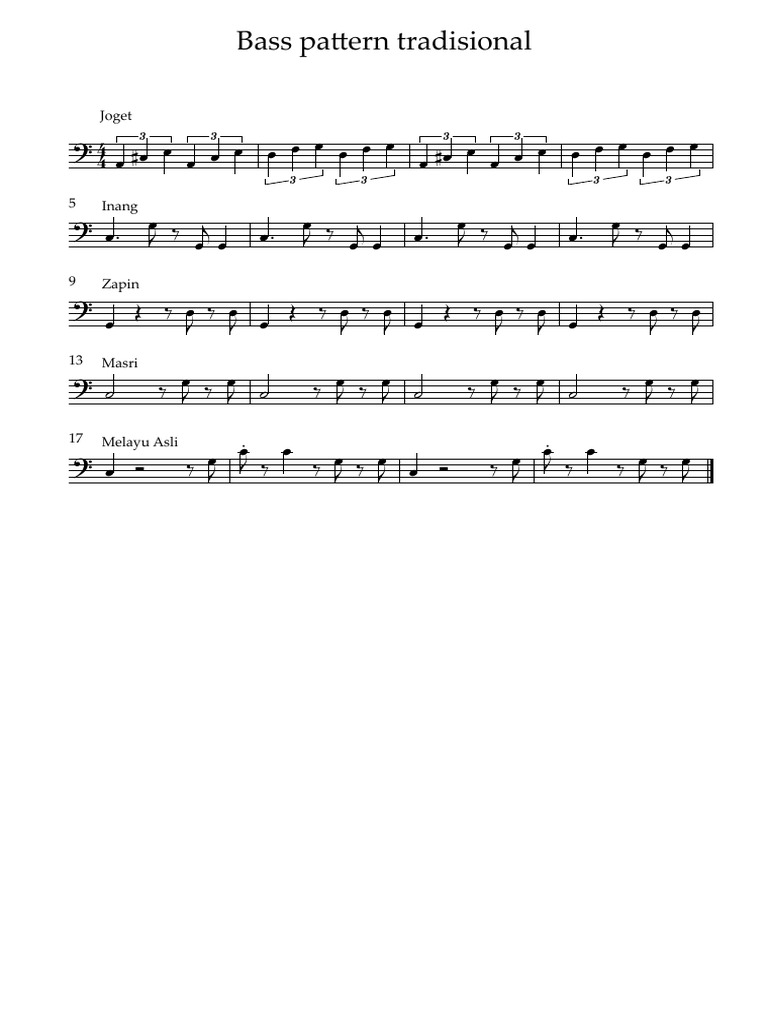 Bass Pattern Tradisional - Full Score | PDF