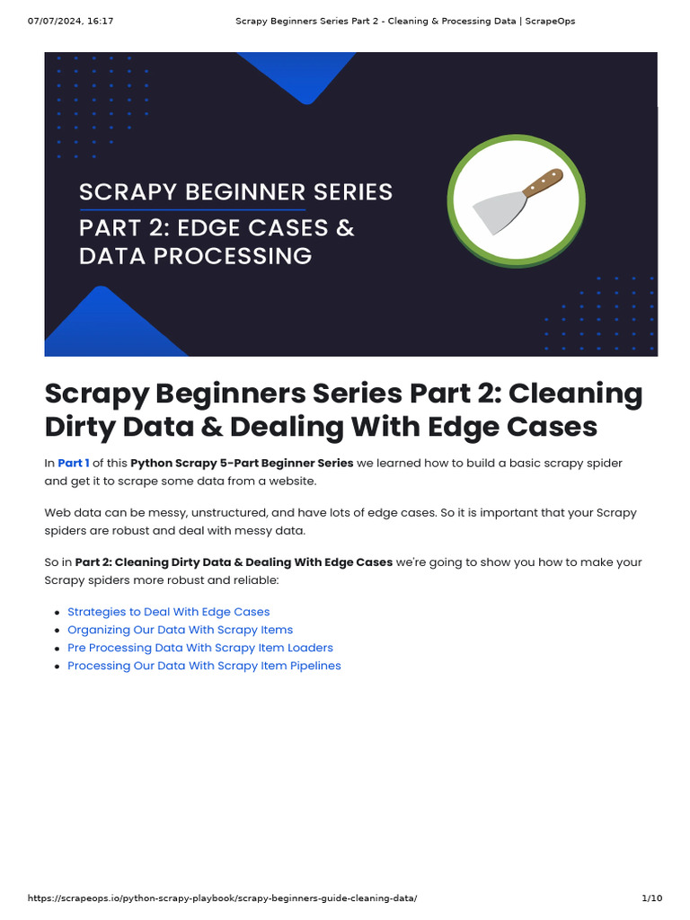 Scrapy Beginners Series Part 2 - Cleaning & Processing Data - ScrapeOps | PDF | Software ...