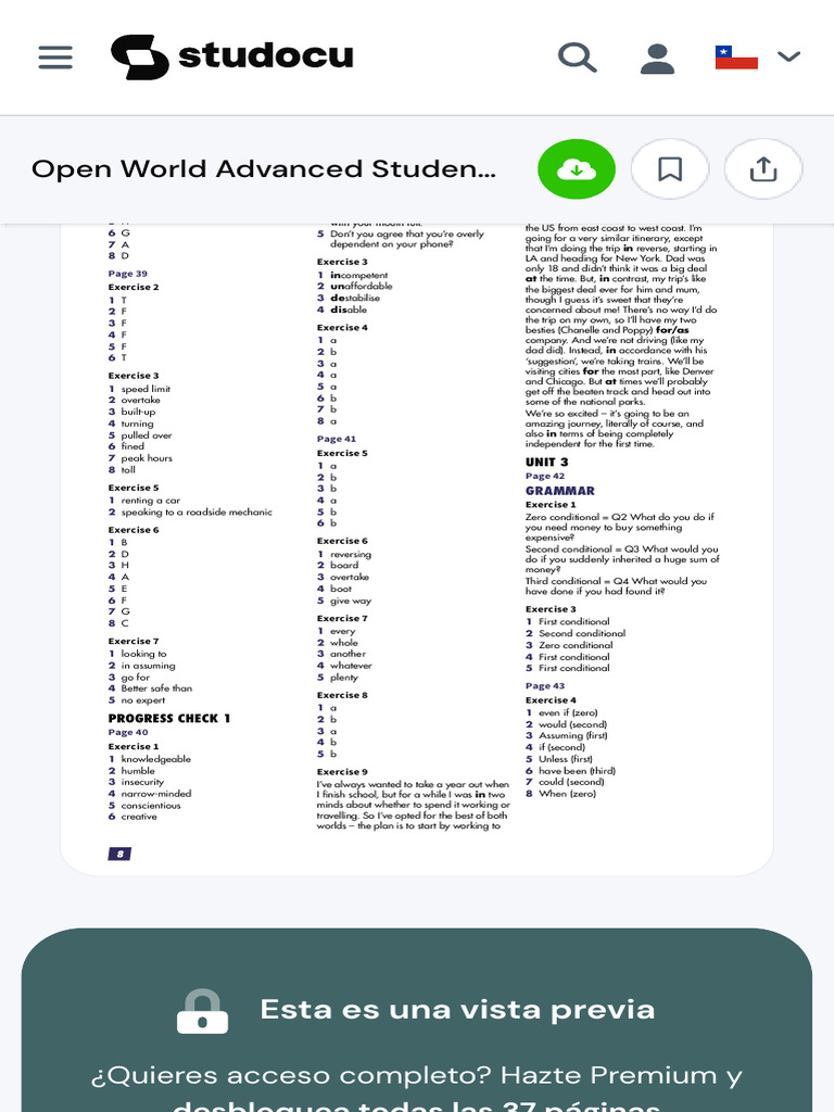 Open World Advanced Student's Book Answer Key - OPEN WORLD Anthony ...