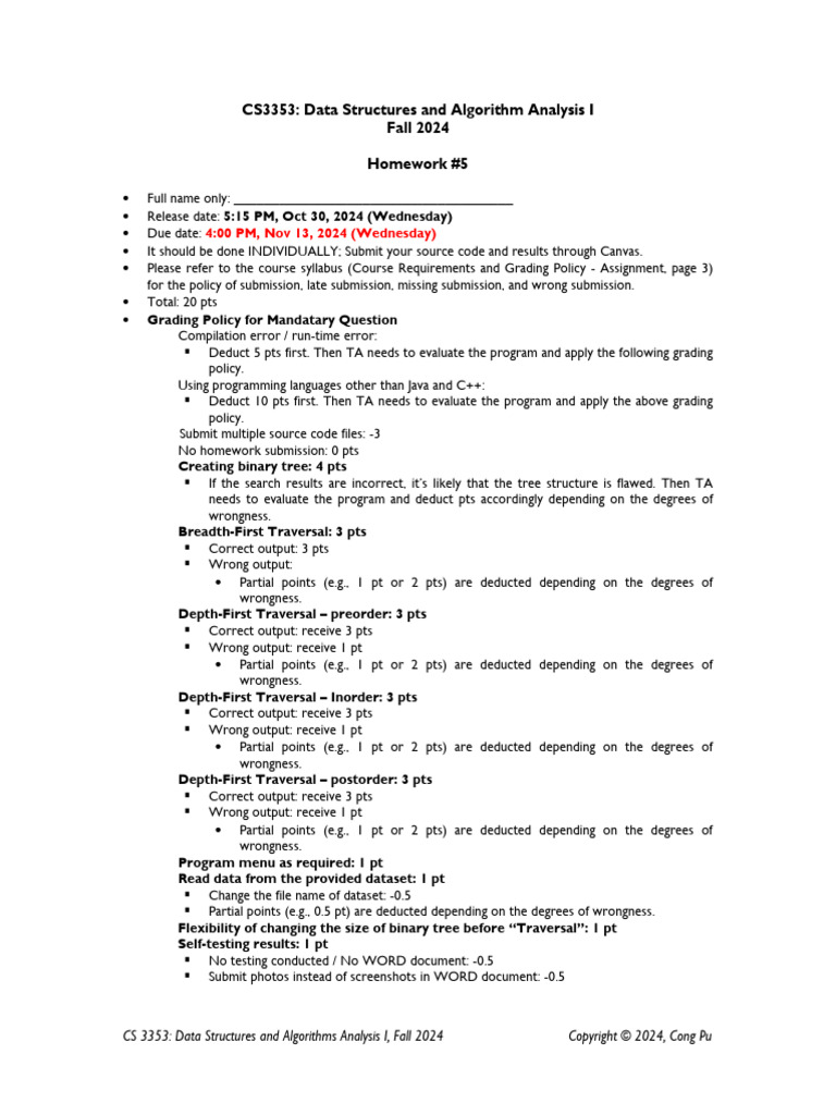 CS3353 Assignment 5 Fall 2024 | PDF | Computer Science | Software Engineering