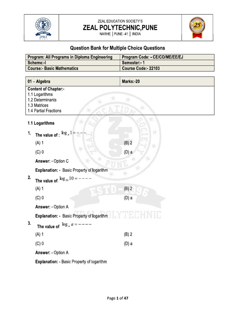 Msbte K Scheme MCQ PDF Zeal College | PDF
