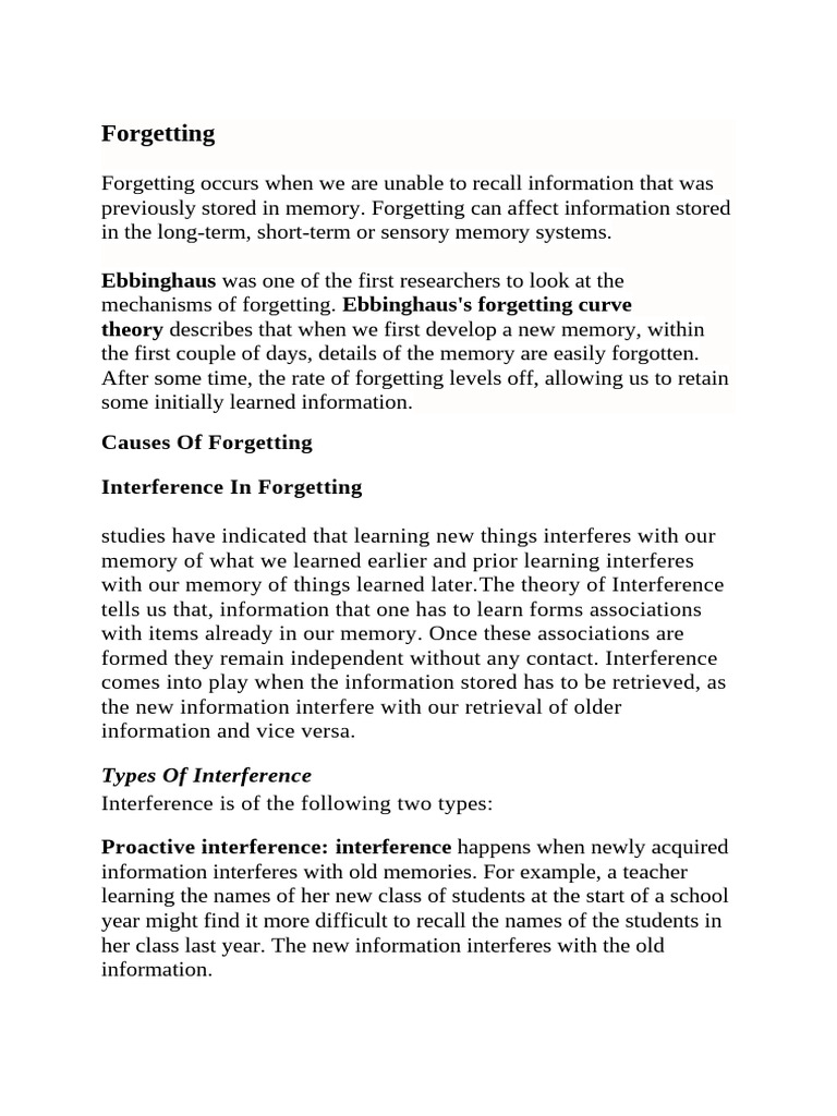 3 1 2forgetting | PDF | Memory | Recall (Memory)