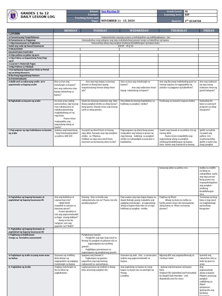 DLL - Esp 3 - Q2 - W7 | PDF