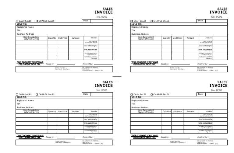 Sales Invoice 1 - 4TH Long Portrait Non Vat | PDF | Invoice | Taxes