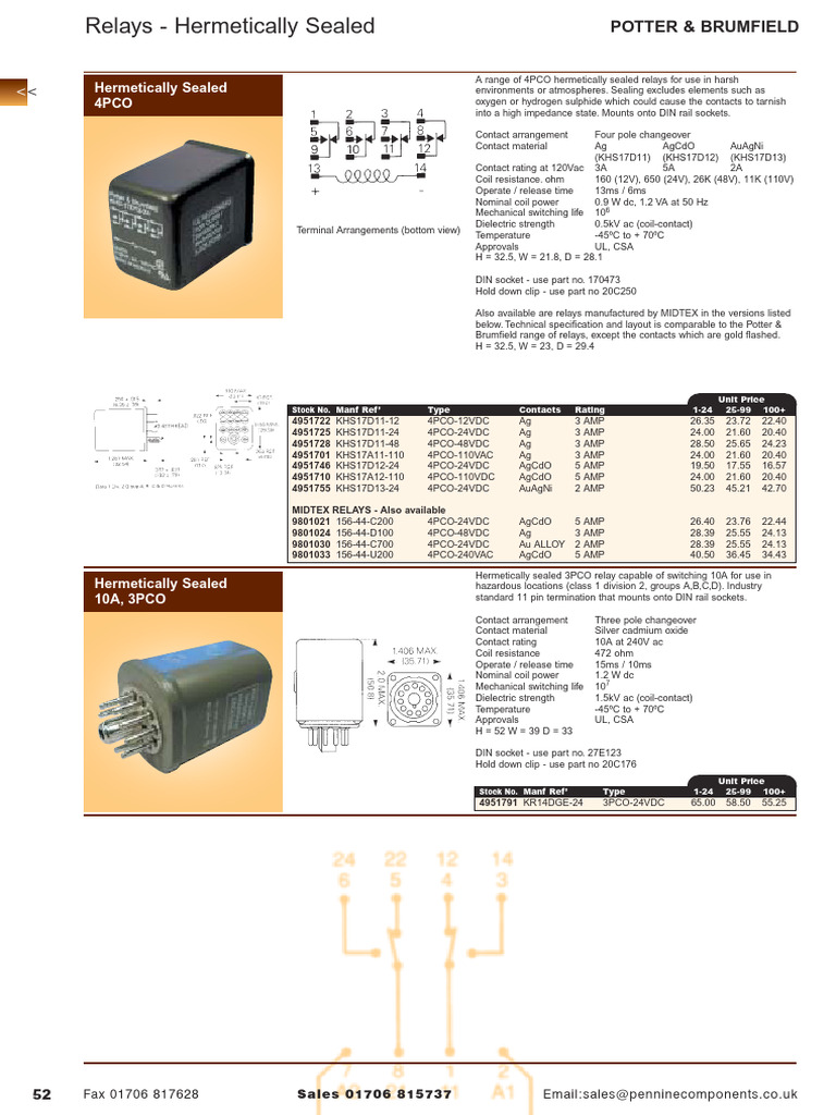 Hermetically Sealed 4pco | PDF | Relay | Switch