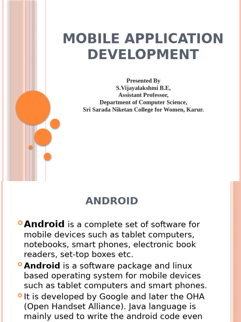 Mobile Application Development | PDF | Android (Operating System) | Installation (Computer Programs)