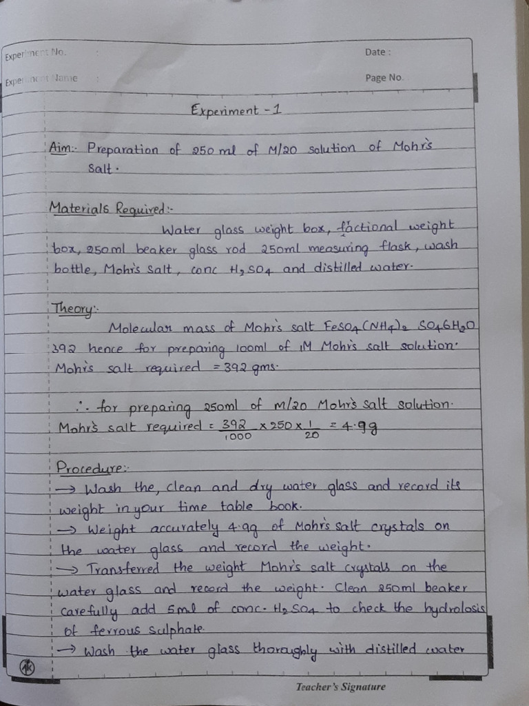 Chemistry Record Grade XII | PDF