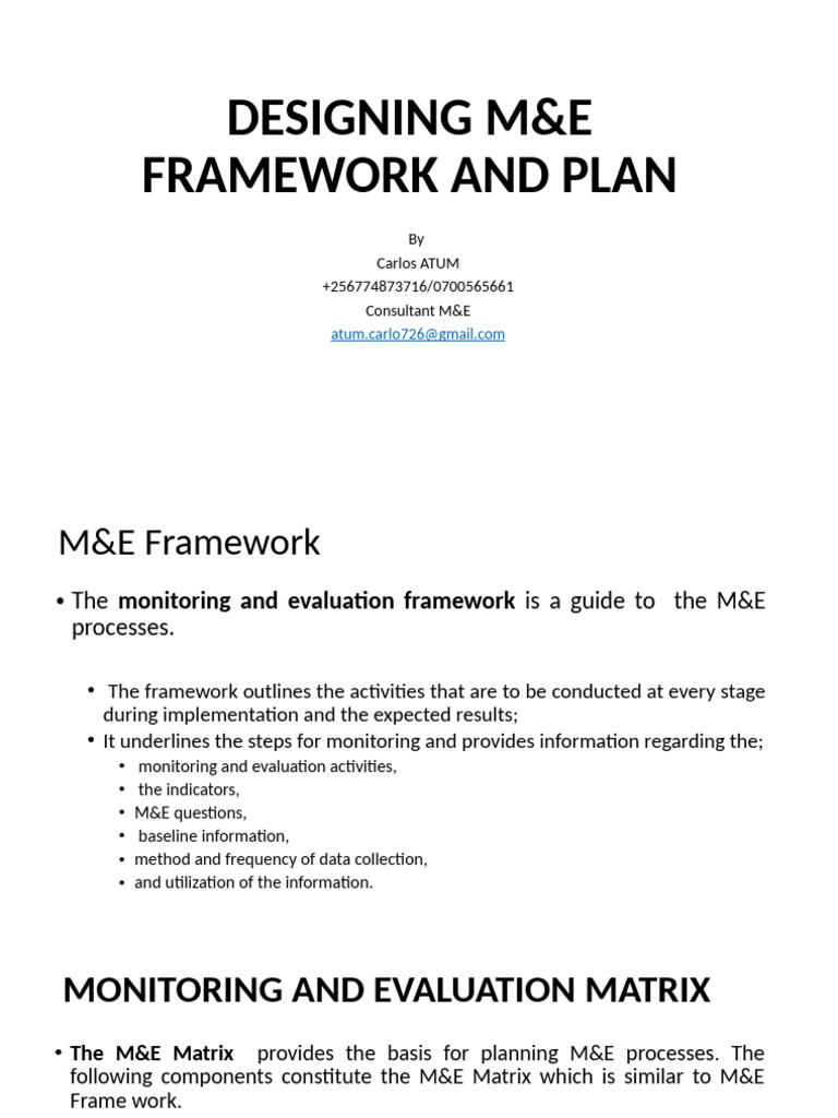 Designing M E Framework and Plan DME WKND 2023 | PDF