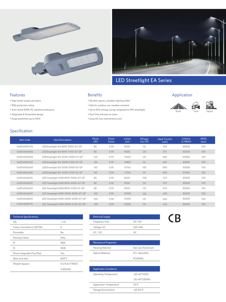 LED Streetlight EA Series | PDF | Alternating Current | Electrical Components