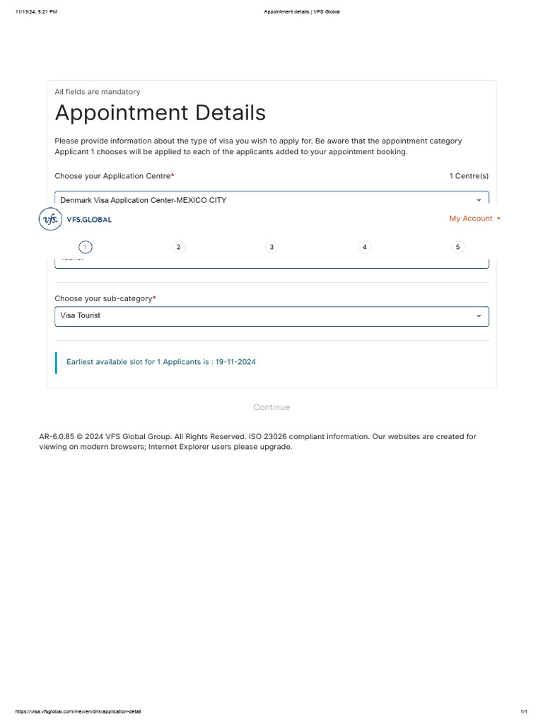 VFS Global Visa Appointment Details | PDF