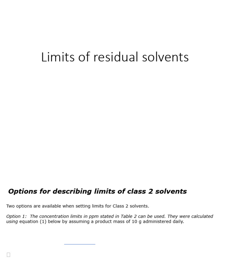 Limits of Residual Solvents | PDF | Science & Mathematics