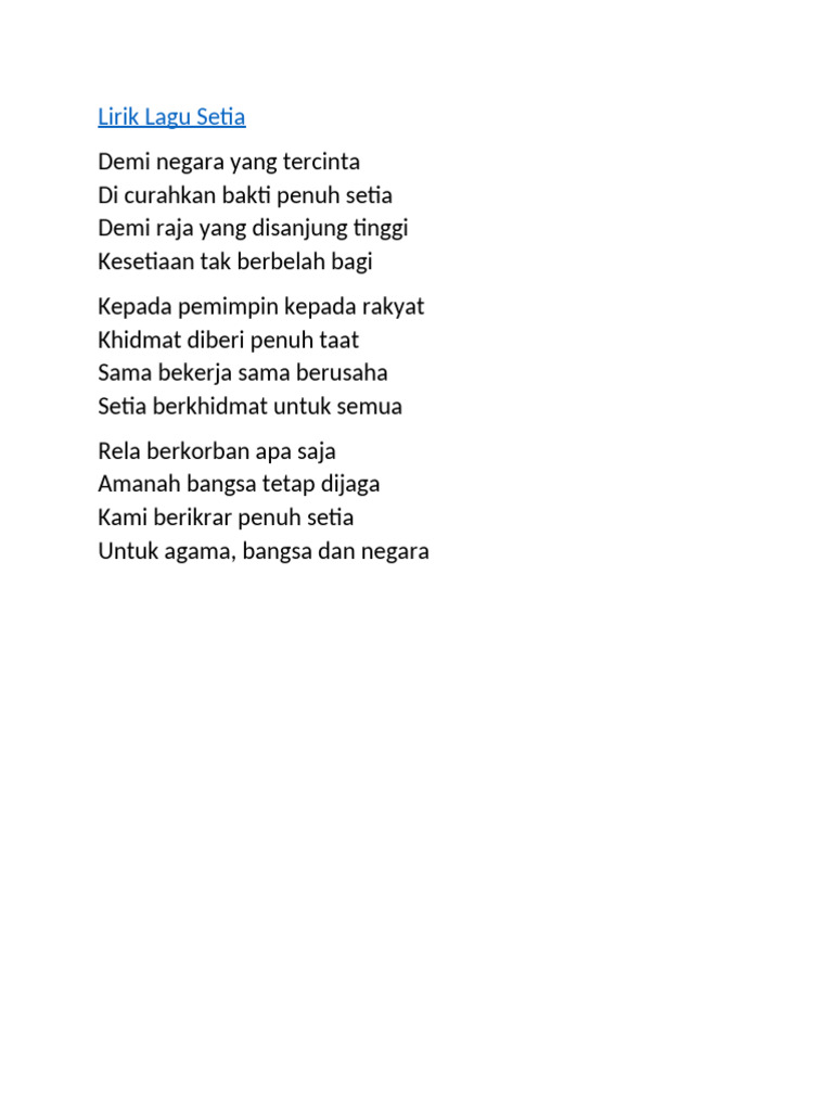 Lirik Lagu Setia | PDF