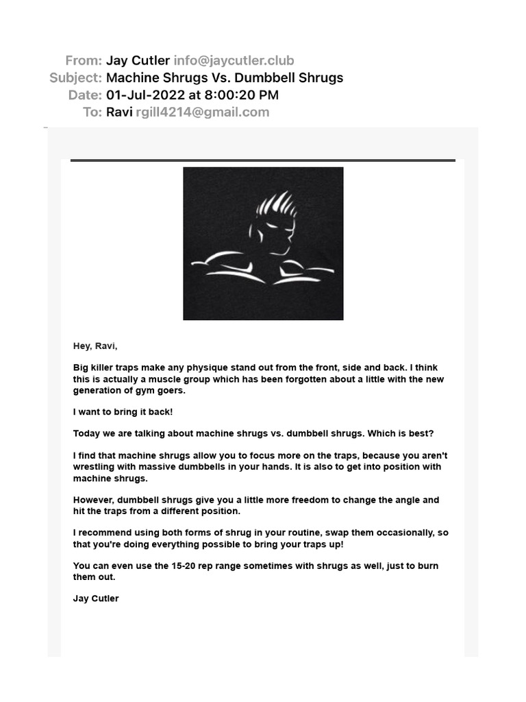 Machine Shrugs vs. Dumbbell Shrugs | PDF | Self-Improvement | Lifestyle