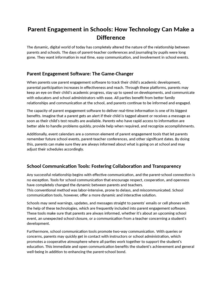 Enhancing Parent Engagement with Tech | PDF | Communication | Human ...