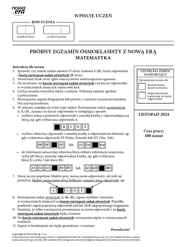 Arkusz Matematyka E8 2024 Pdf