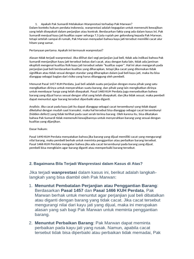 Konsep Jawaban Tugas 2 Hukum Perjanjian | PDF | Pengelolaan Keuangan & Uang | Ilmu Sosial