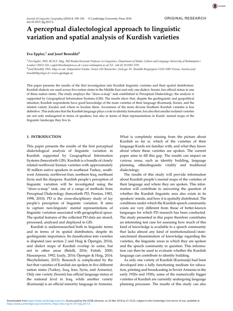 Kurdish Dialect Variation Analysis | PDF | Geographic Information ...