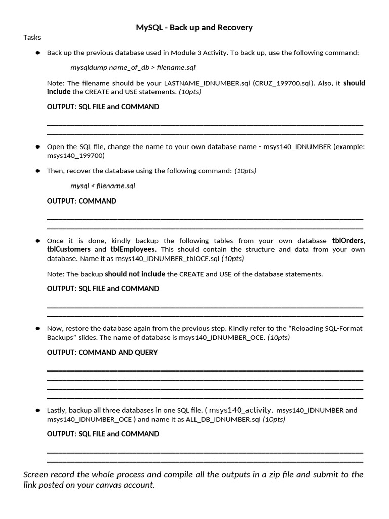 Module3.2 Backup and Recovery | PDF | Application Software | Sql