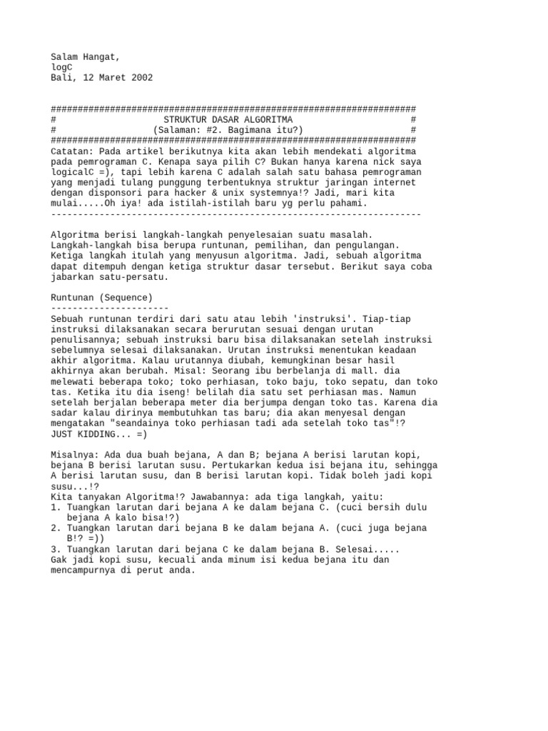 Struktur Dasar Algoritma | PDF | Komputer