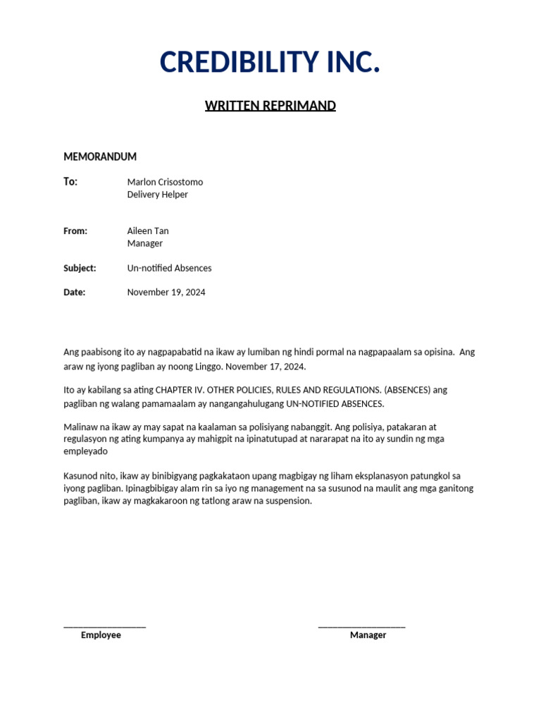 Updated Memo For Absent | PDF