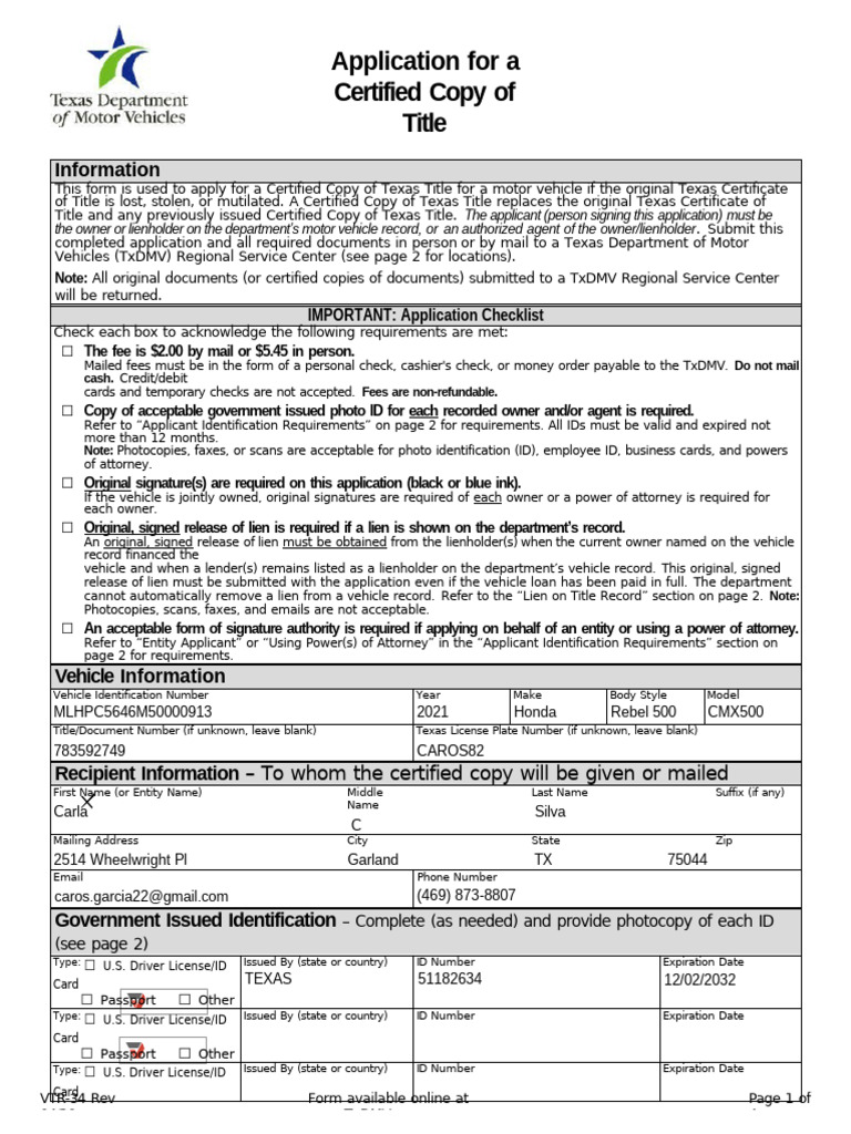 Car Title Templates Download | PDF | Identity Document | Driver's License