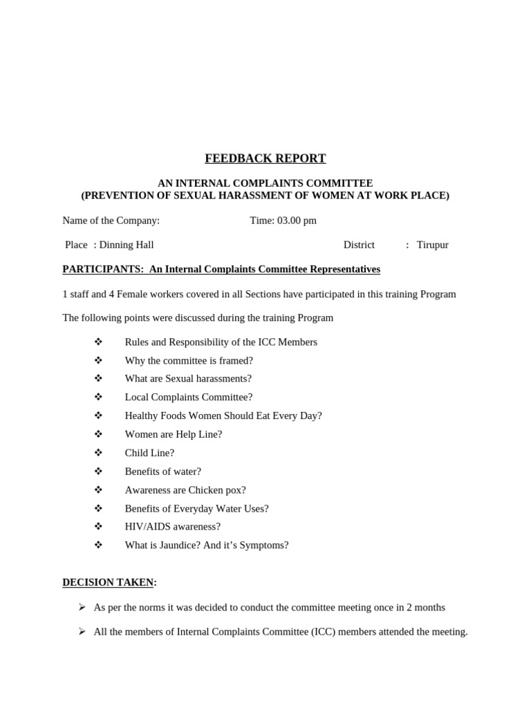 ICC Feedback Report | PDF