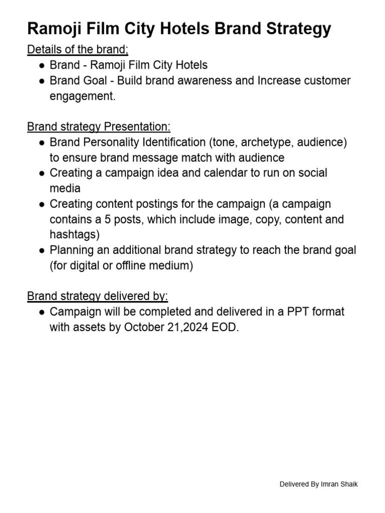 Ramoji Film City Hotels Brand Strategy | PDF | Computers