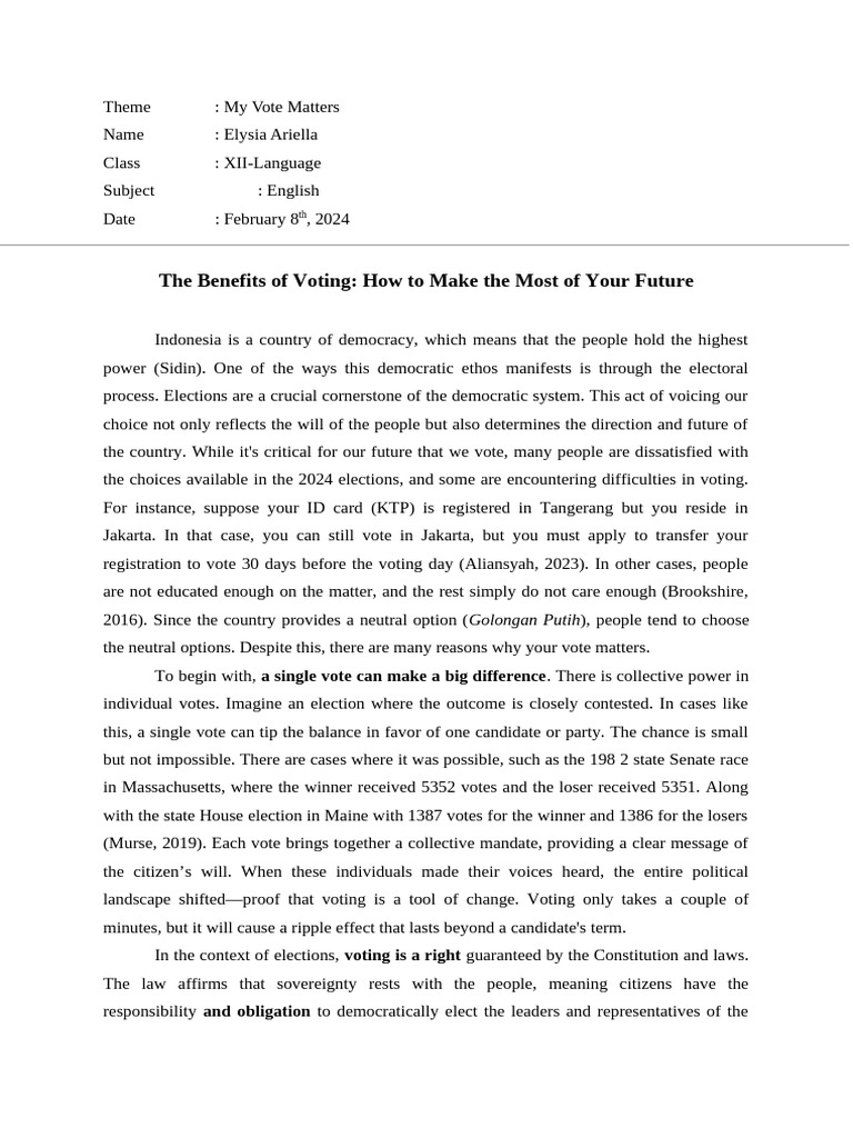 The Benefits of Voting: How To Make The Most of Your Future | PDF ...