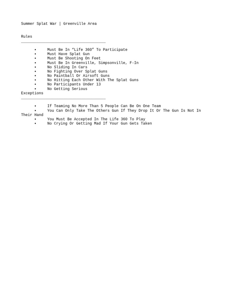 Summer Splat War | PDF