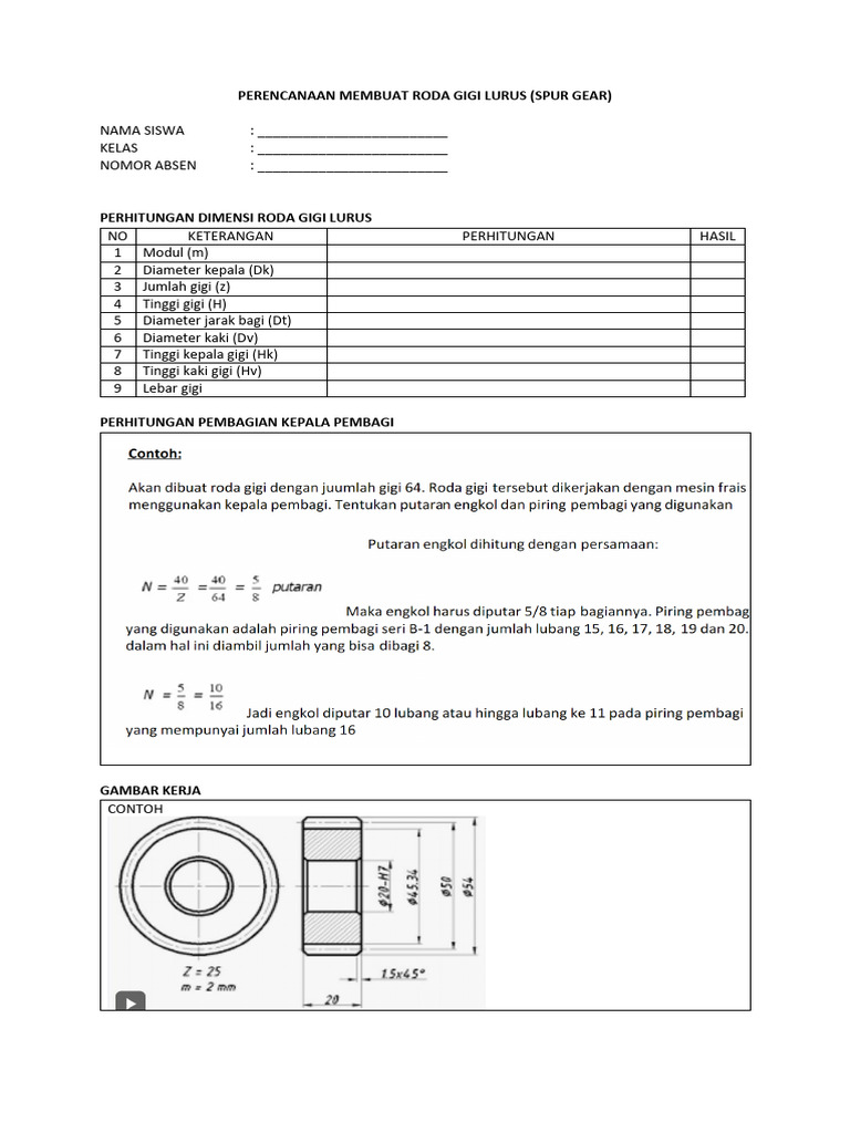 Perencanaan Membuat Roda Gigi Lurus | PDF
