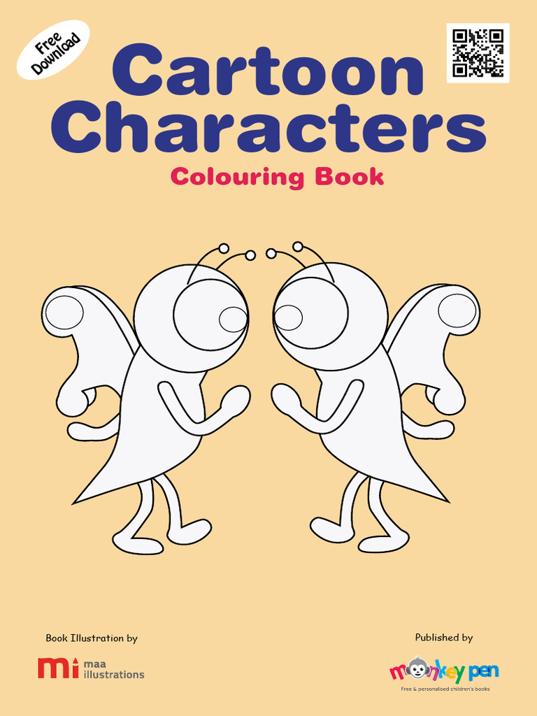 Free Cartoon Characters Coloring Book | PDF | Drawing