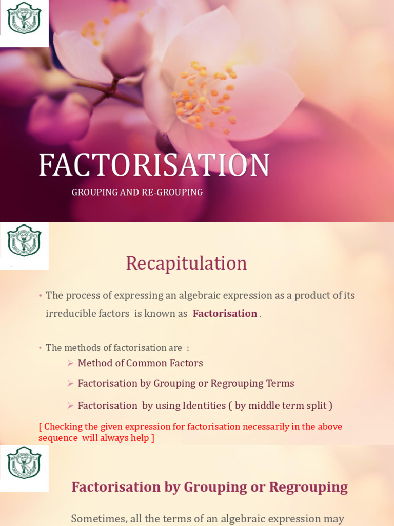 8 Maths PPT 2 (Factorisation) | PDF | Factorization | Algebra