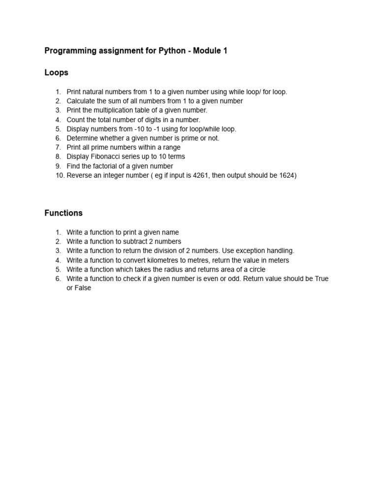 Python programming exercises | PDF Python programming exercises | PDF